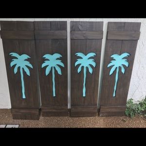 Wood Wood | Other | Solid Wood Exterior Shutters With Palm Tree Cutout ...